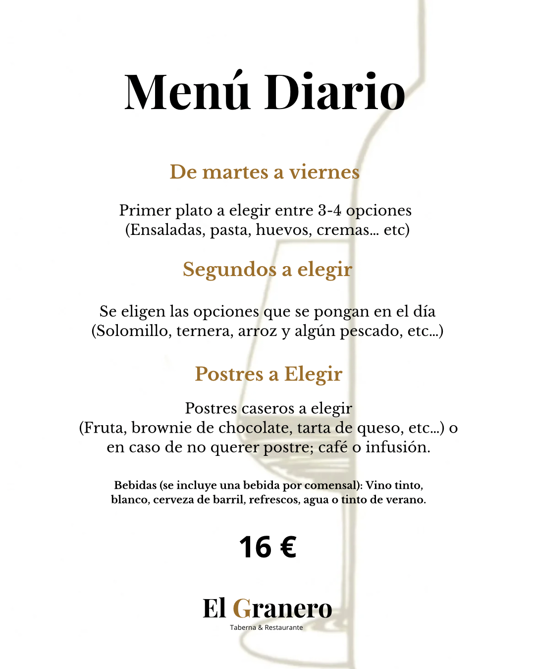Menú Diario - Taberna El Granero